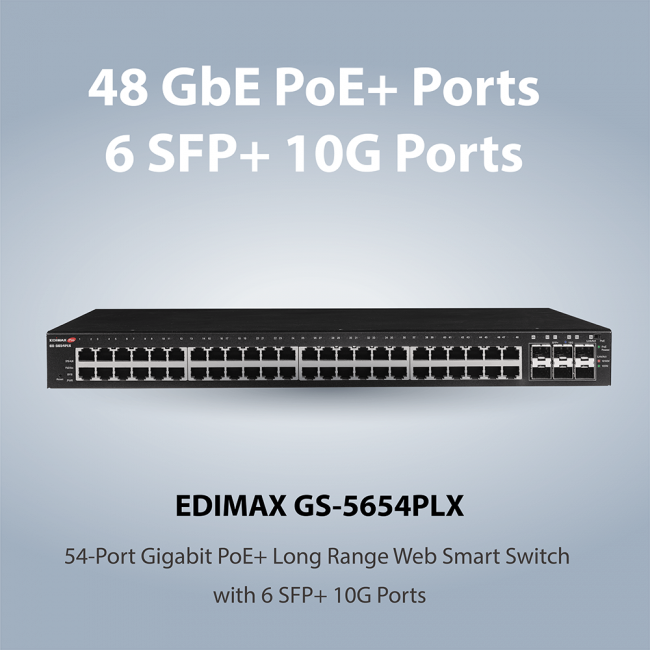 Temco Webshop - Edimax 54P smart PoE switch 48P 1gb + 6P 10gb sfp GS ...